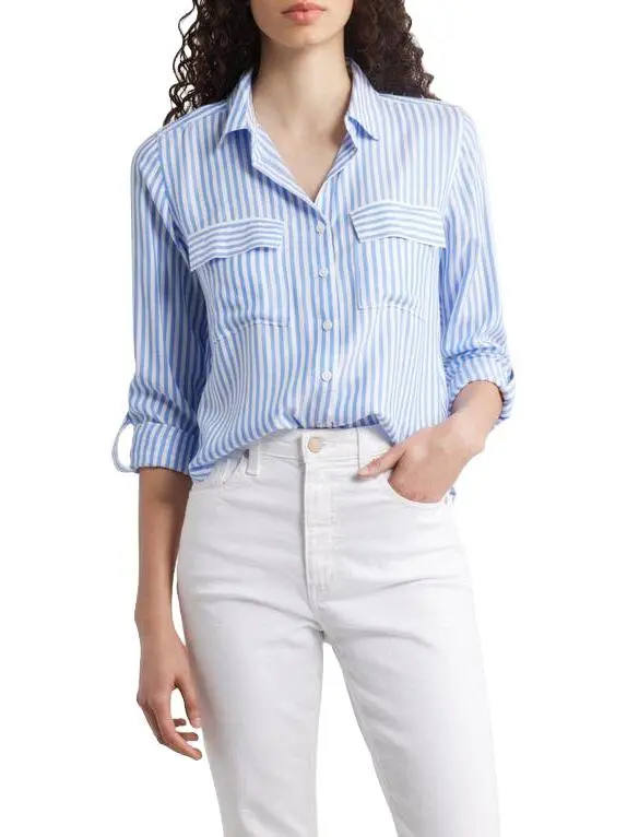 BEACHLUNCHLOUNGE Fallon High-low Button-up Shirt - Blue Ice