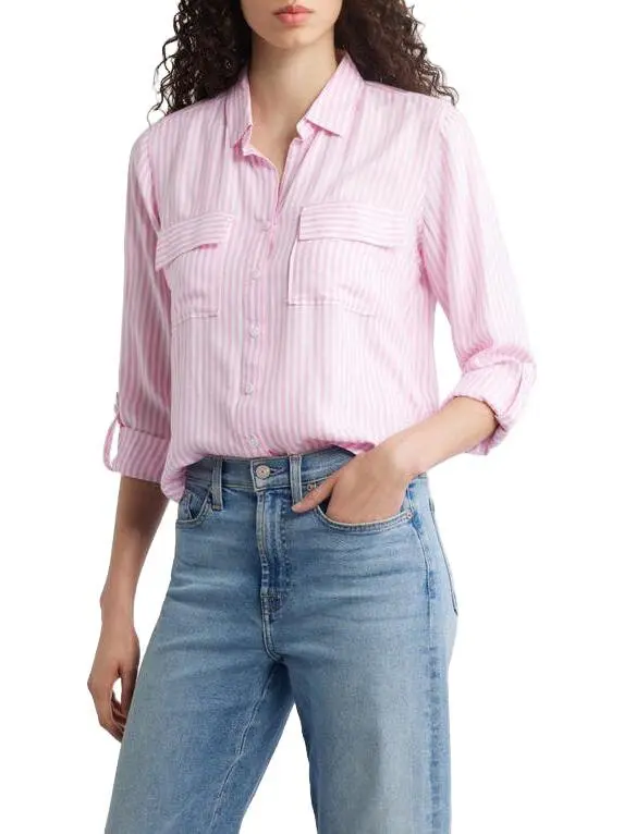 BEACHLUNCHLOUNGE Fallon High-low Button-up Shirt - Pink Sunset