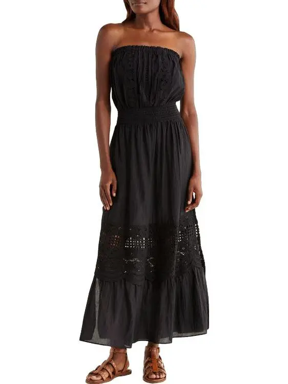 Ramy Brook Cambridge Lace Inset Strapless Dress - Black