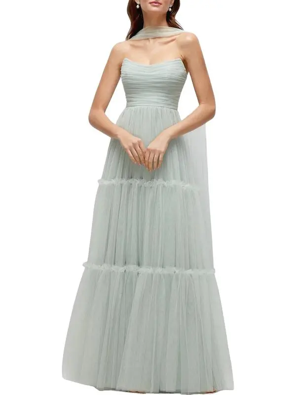 Dessy Collection Strapless Tiered Tulle Gown - Willow