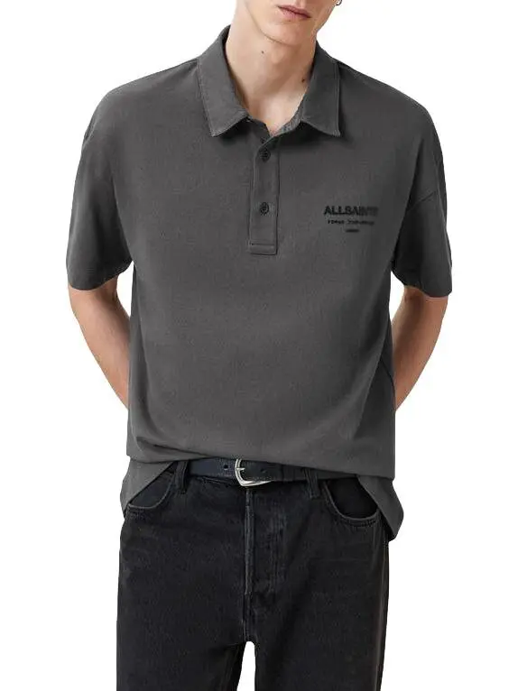 ALLSAINTS Xander Logo Graphic Polo - Gravestone Grey