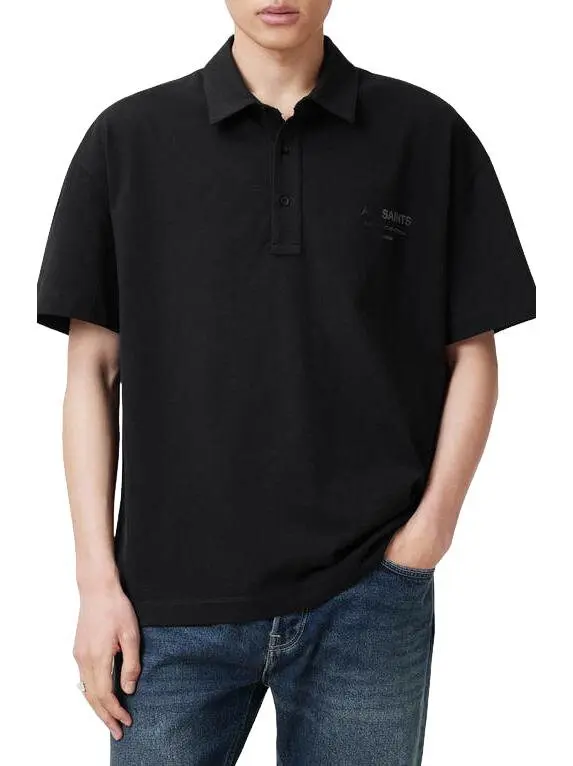 ALLSAINTS Xander Logo Graphic Polo - Jet Black