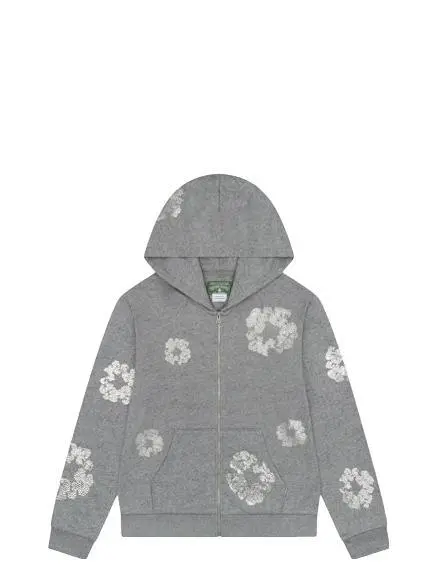 DENIM TEARS Cashmere Cotton Wreath Zip Hoodie - Grey
