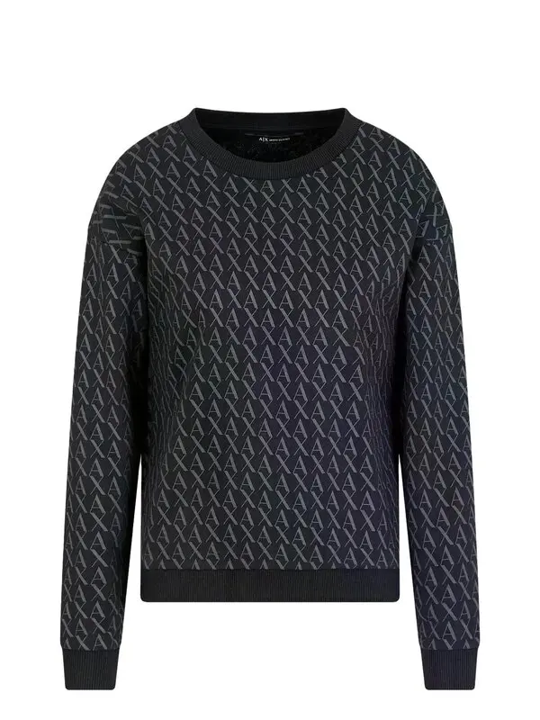 Armani Exchange Monogram Sweatshirt - Black