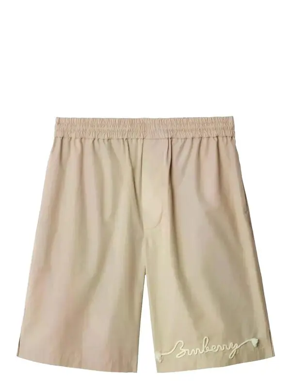 Burberry Knot-logo Cotton Shorts - Neutrals