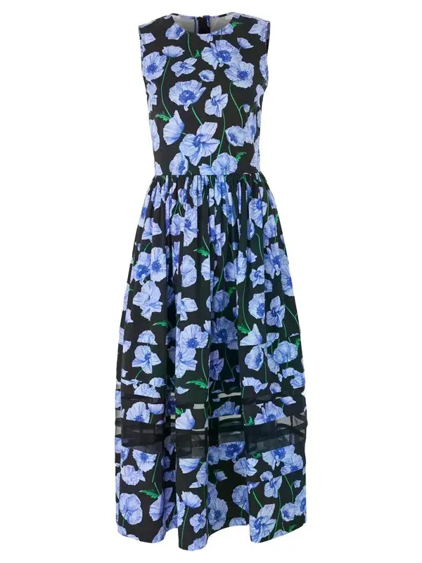 Carolina Herrera Floral-print Midi Dress - Black