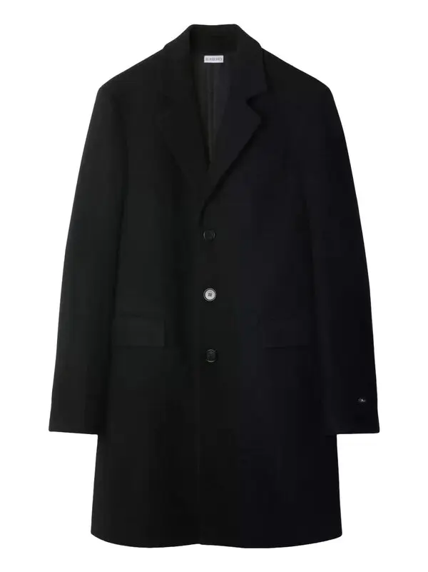 Burberry Single-breasted Wool Coat - Black