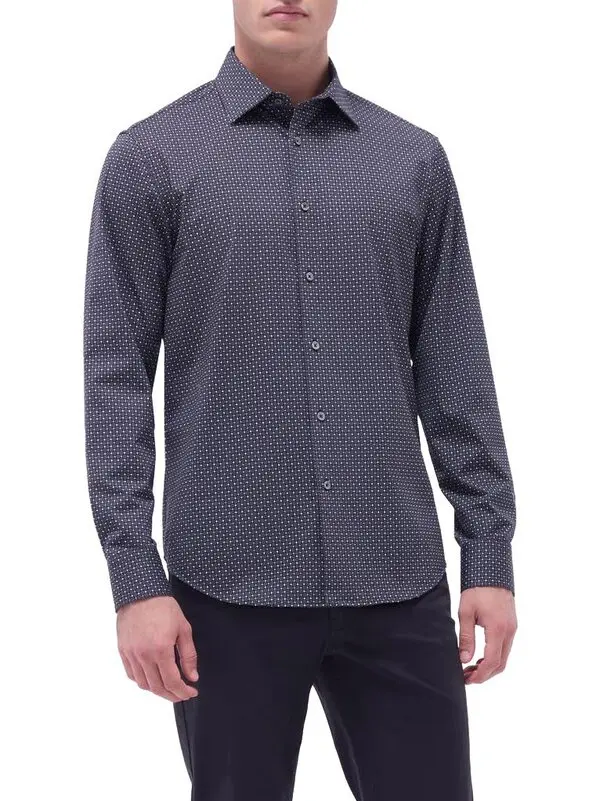 Bugatchi James Ooohcotton® Diamond Check Button-up Shirt - Black