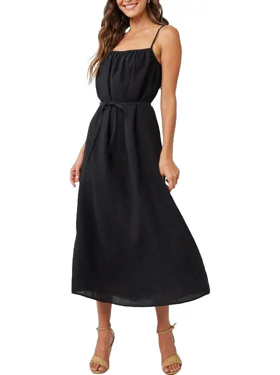 Bella Dahl Shirred Bodice Linen Dress - Black