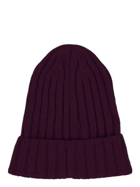 SSKEIN Ribbed Baby Alpaca Beanie - Aubergine