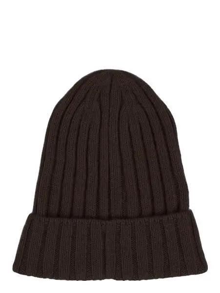 SSKEIN Ribbed Baby Alpaca Beanie - Brown Heather