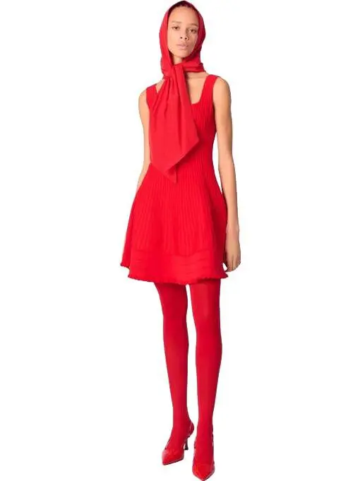 Maje Mini Rib Knit Stretch Dress - Red