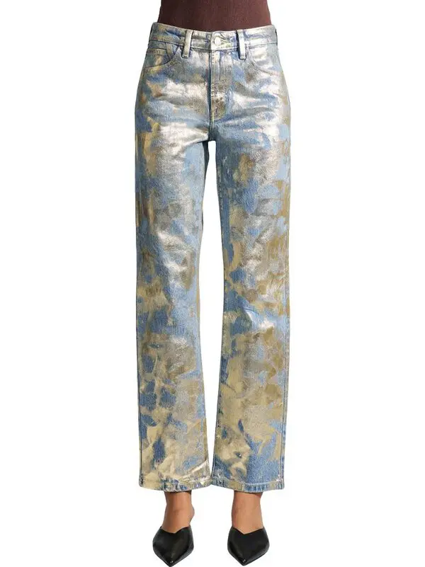 KANCAN Nerissa High Rise Straight Jeans - Light Wash / Silver