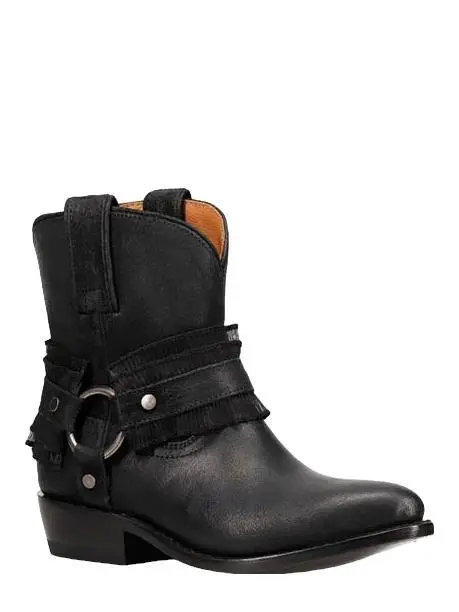 Frye Billy Ruffle Harness Booties - Black
