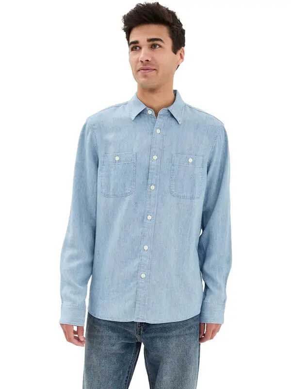 Faherty Brand Tried And True Chambray Workshirt - Vintage Indigo