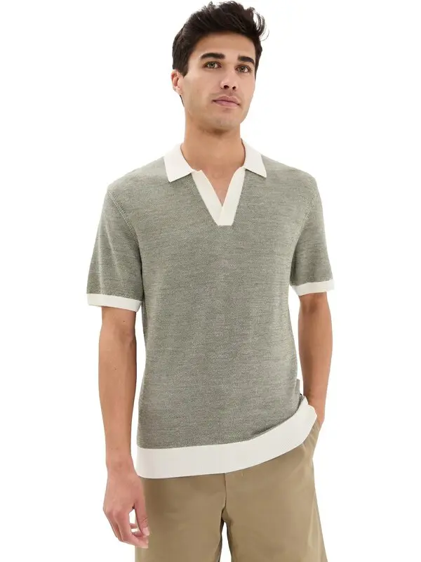 Orlebar Brown Horton Contrast Polo - Khaki/white Sand