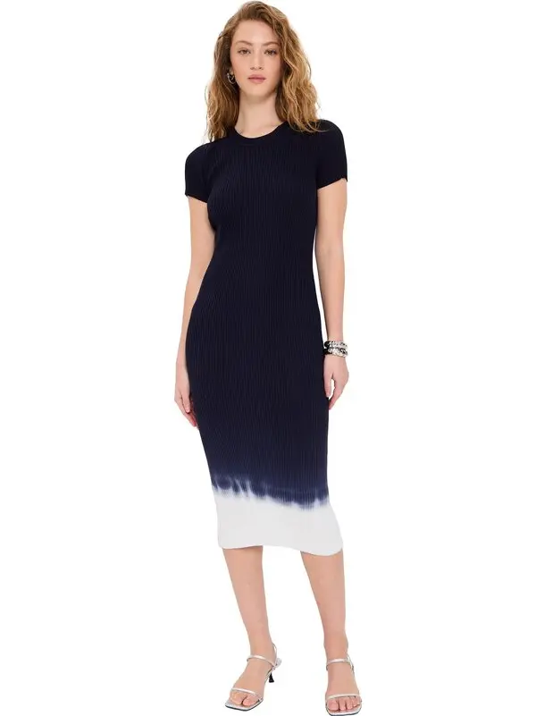 Staud Colleen Ribbed Knit Dress - Navy Ombre