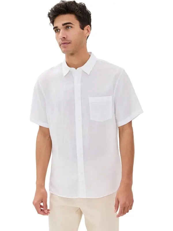 Vince Linen Short Sleeve Shirt - Optic White