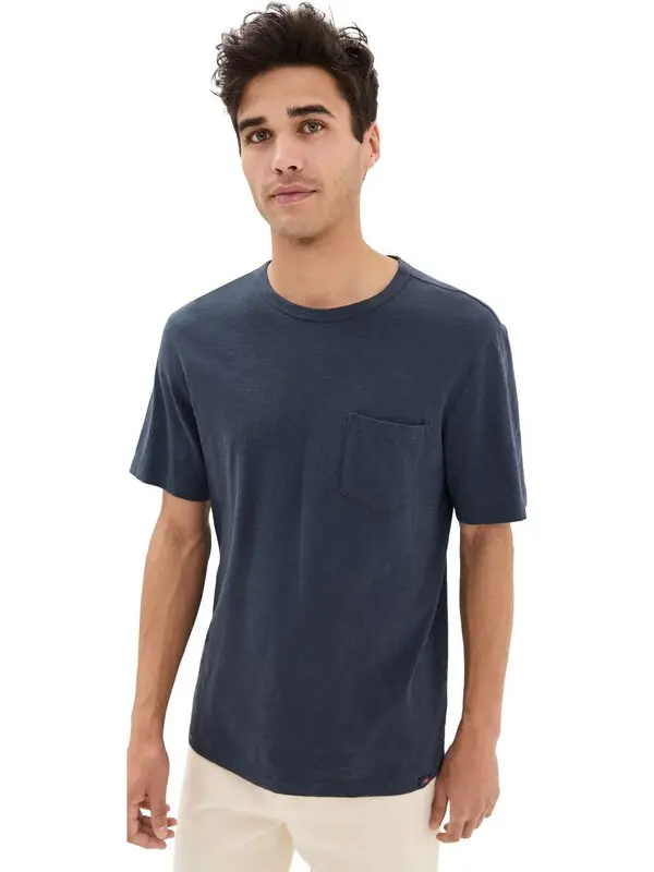 Faherty Brand Sunwashed Pocket Tee - Dune Navy
