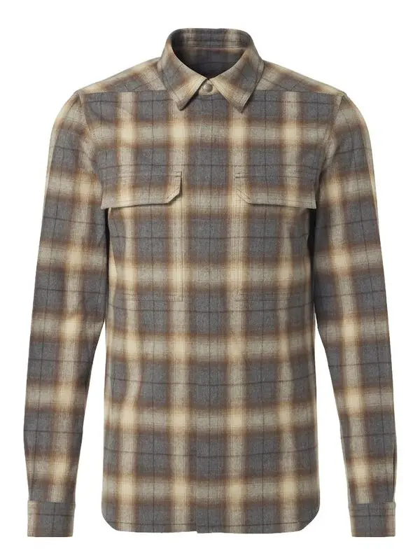 Rick Owens Plaid Cotton Shirt - Grey