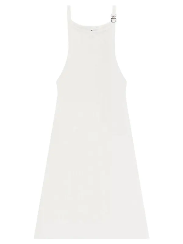 COURREGES Buckle-detail Ribbed Mini Dress - White