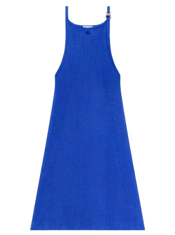 COURREGES Logo-embroidered Mini Dress - Blue