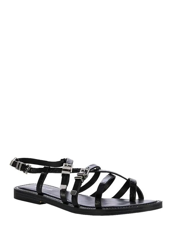Michael Kors Darrington Embossed Flat Sandals - Black
