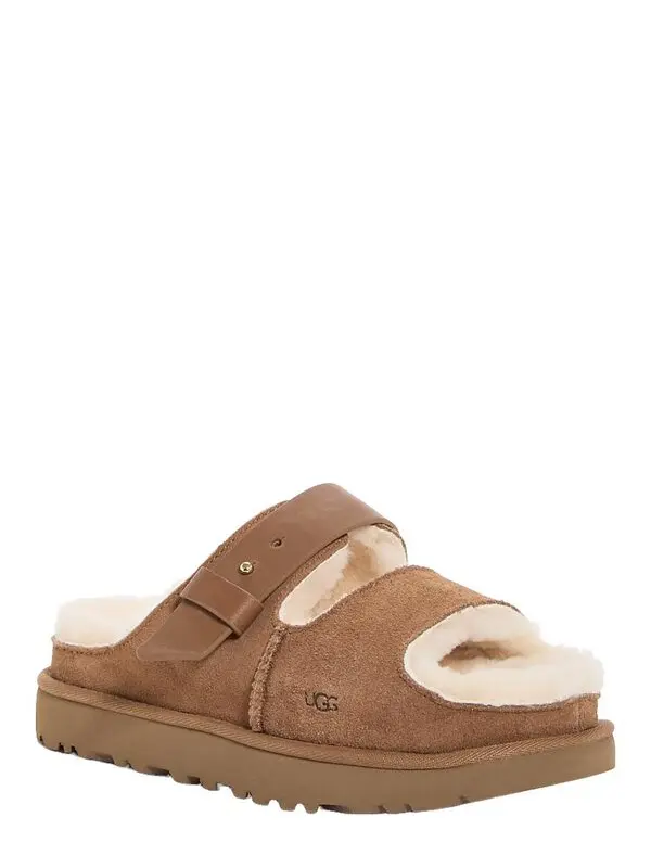 UGG Greenpoint Shearling Slide Slippers - Chestnut