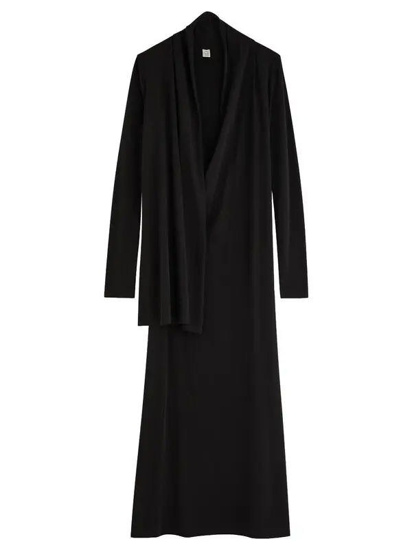 TOTÊME Draped Wrap-effect Maxi Dress - Black