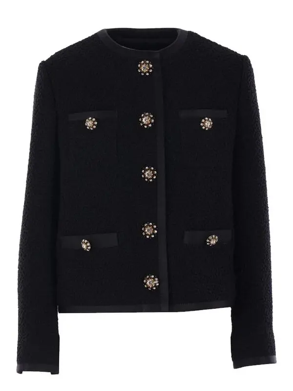 Dolce & Gabbana Single-breasted Bouclé Tweed Jacket - Black