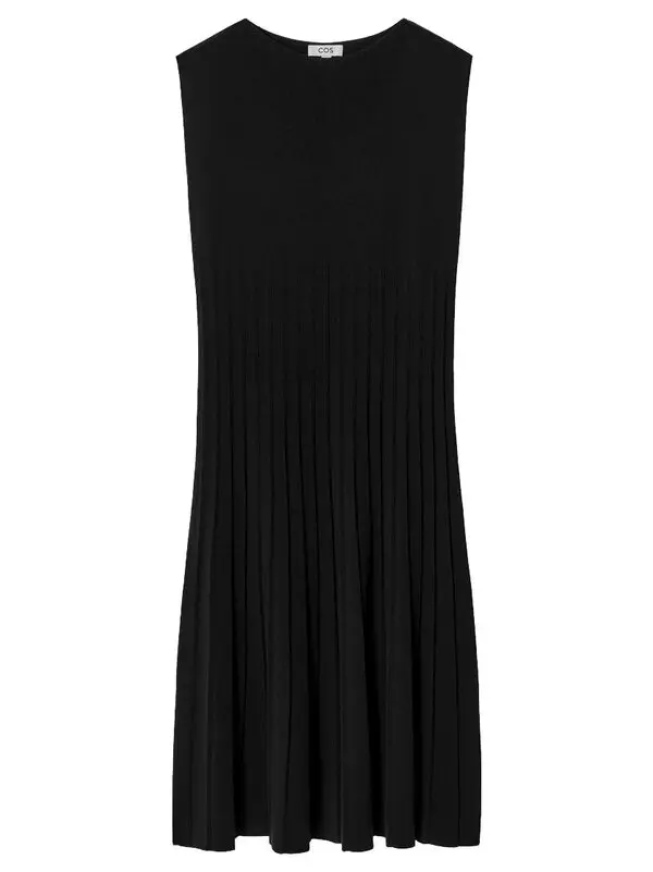 Cos Knitted Pleated Maxi Dress - Black