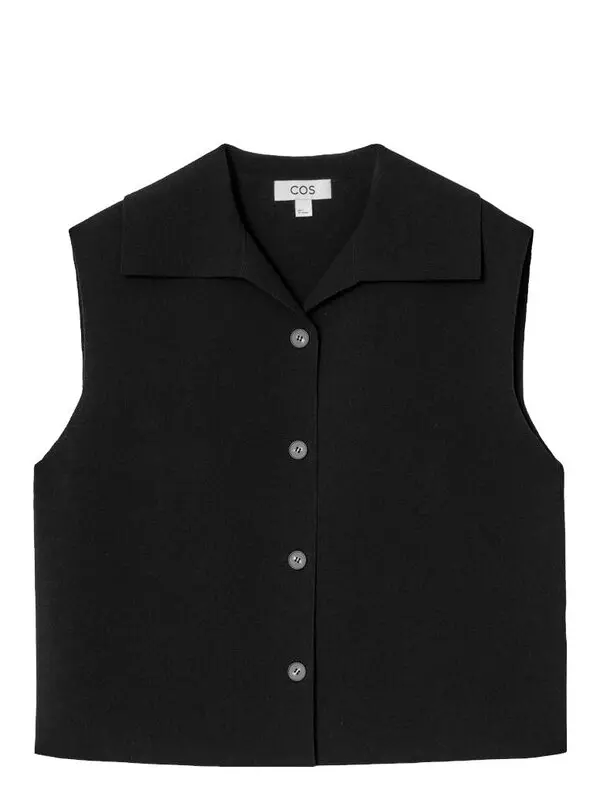 Cos Collared Knitted Vest - Black