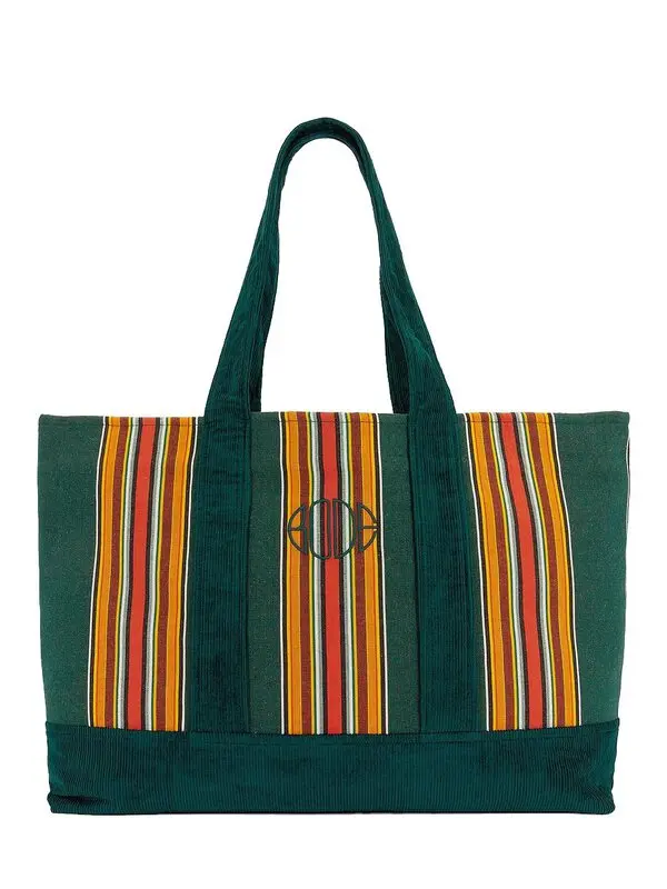 BODE Parakeet Stripe Tote Bag - Green Multi