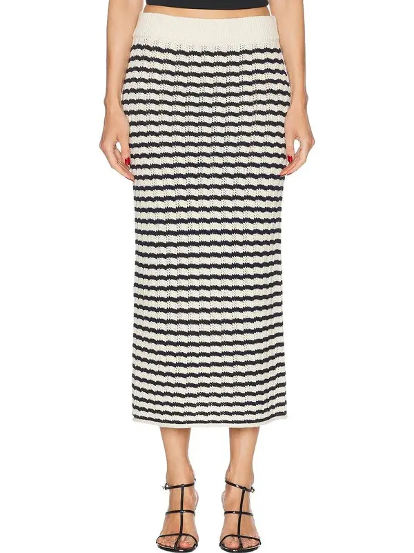 A.L.C. Alexis Chunky Knit Skirt - Parchment & Navy Stripe