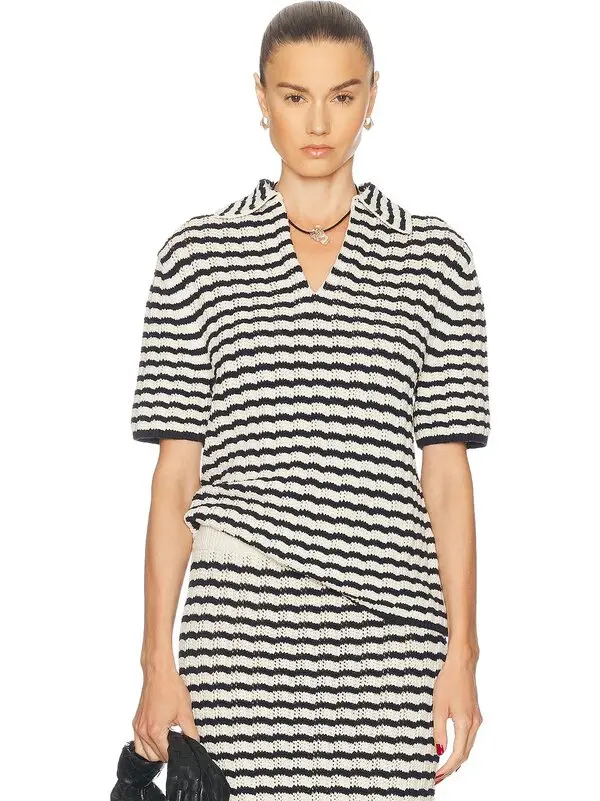 A.L.C. Logan Top - Parchment & Navy Stripe