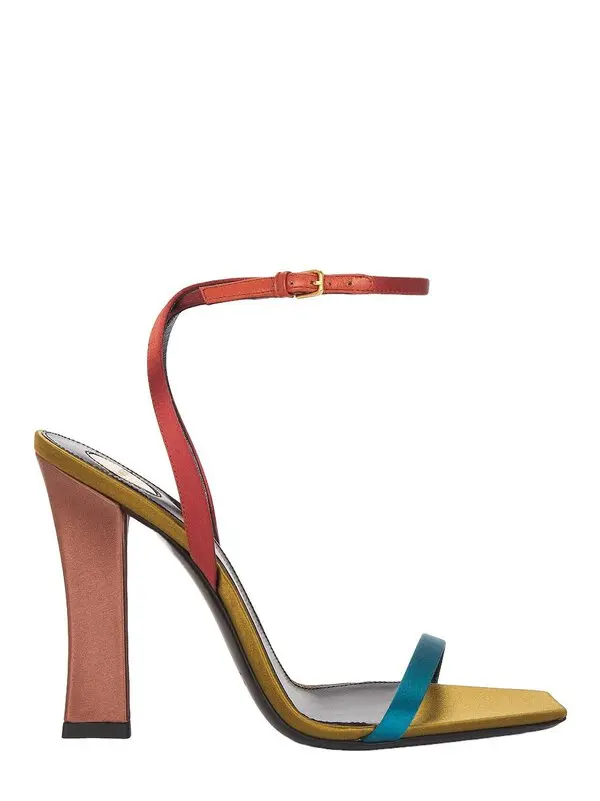 Saint Laurent Ankle Strap Sandal - Silk Duck Blue & Dark Rust