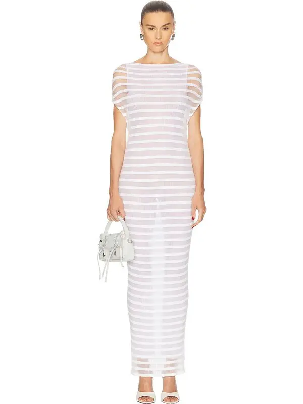 Jean Paul Gaultier Mariniere Striped Long Dress - White