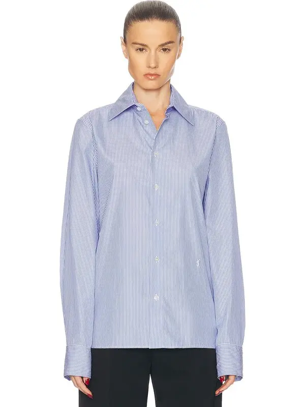 Saint Laurent Button-up Top - Bleu Blanc