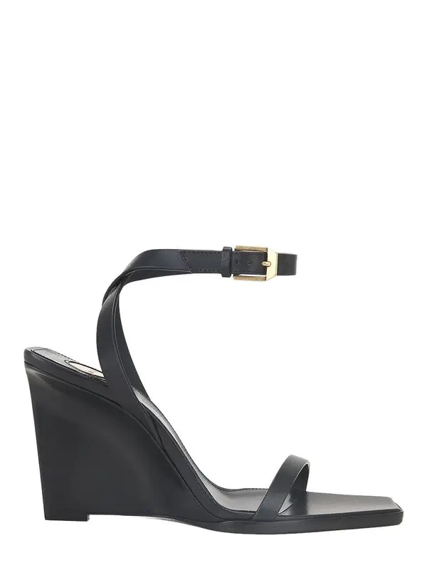 Saint Laurent Leather Wedge Sandals - Nero