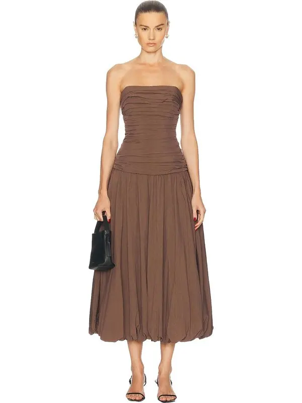NICHOLAS Strapless Midi Dress - Chocolate