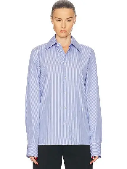 Saint Laurent Button Up Top - Bleu Blanc