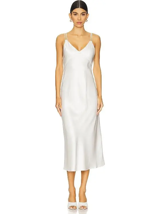 Alice + Olivia Kiro V-neck Slip Dress - Off White