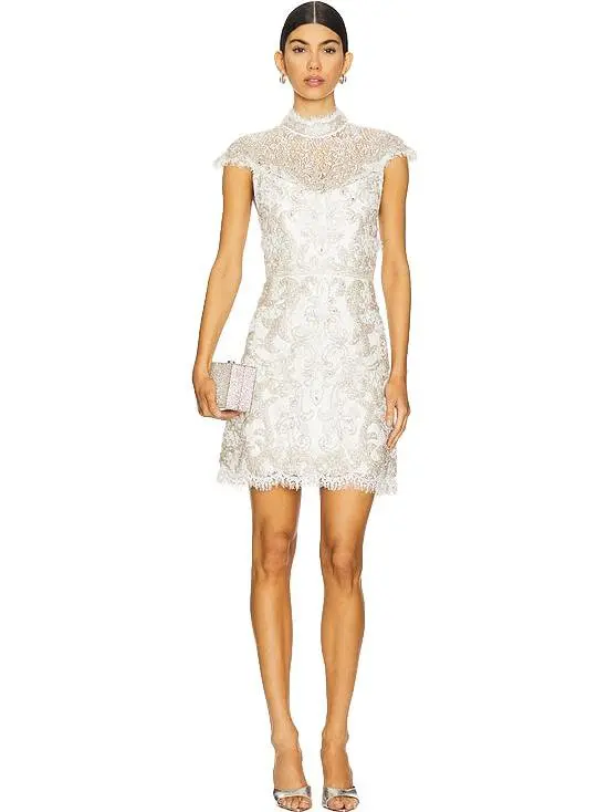 Alice + Olivia Pria Lace Mini Gown - Off White