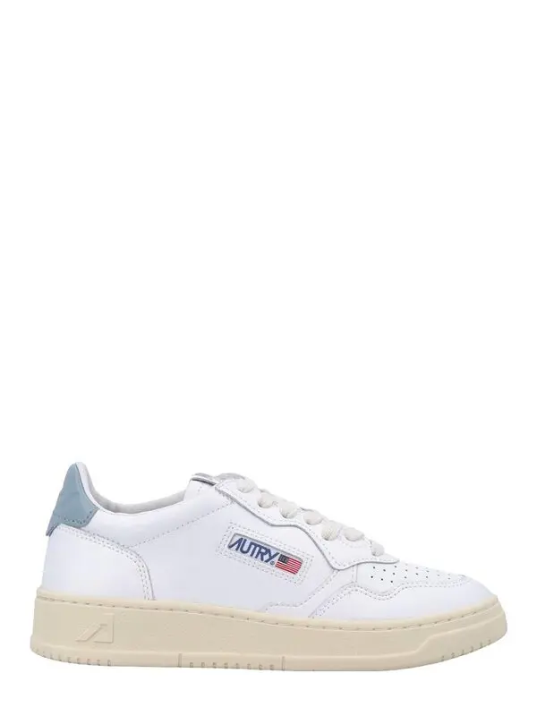 AUTRY Medalist Leather Low Top Sneakers - White/silver Blue