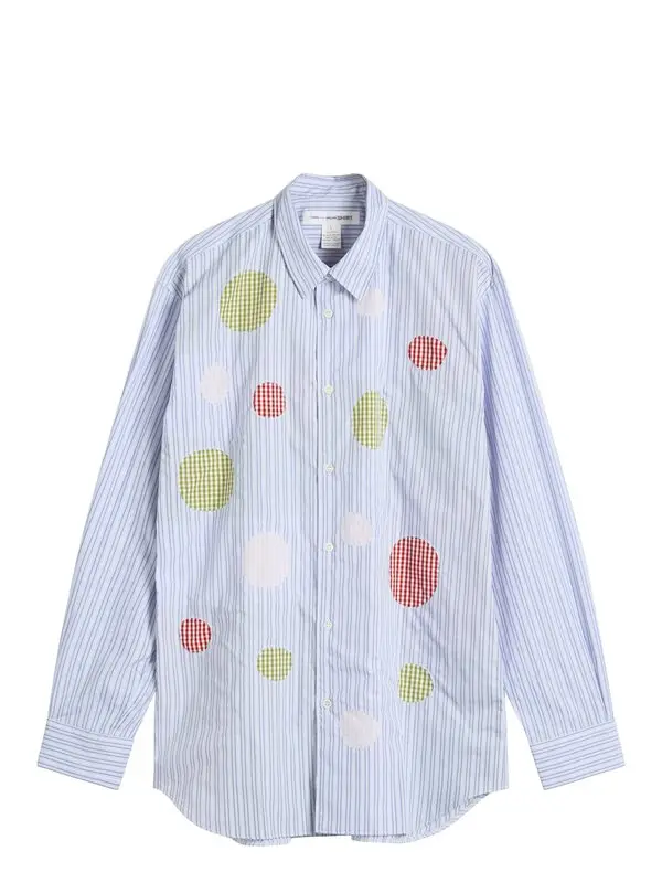 Comme Des Garçons Stripe Gingham Patch Shirt - Blue