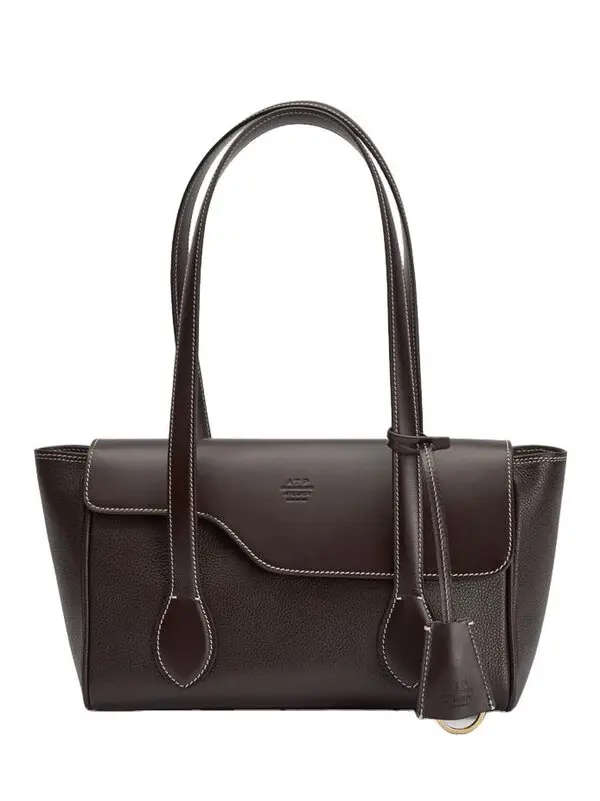 ATP ATELIER Eira Grained Leather Shoulder Bag - Walnut,contrast Stitch