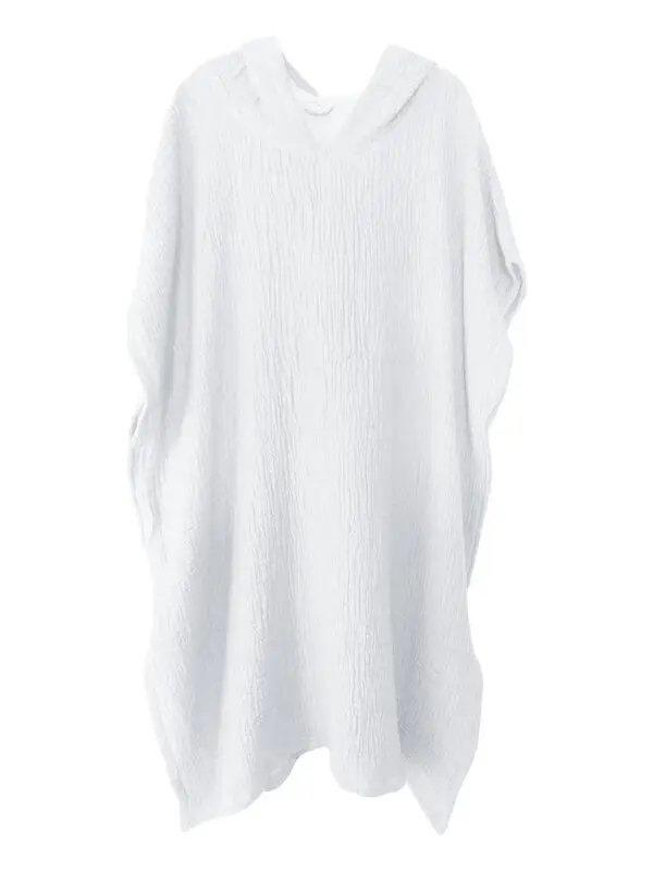 Anaya Crinkled Cotton Hooded Poncho - Bright White