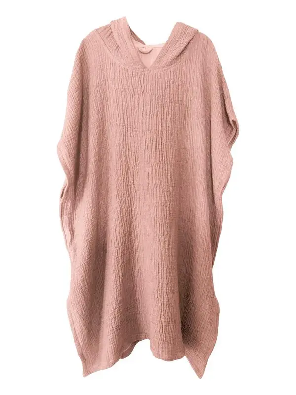 Anaya Crinkled Cotton Hooded Poncho - Terracotta