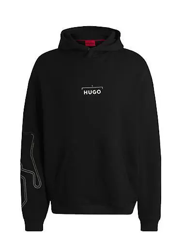 Hugo Branded-print Cotton-jersey Hoody - Black