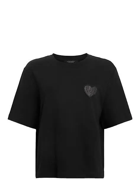 ALLSAINTS Lover Lisa Embroidered Cotton-jersey T-shirt - Black